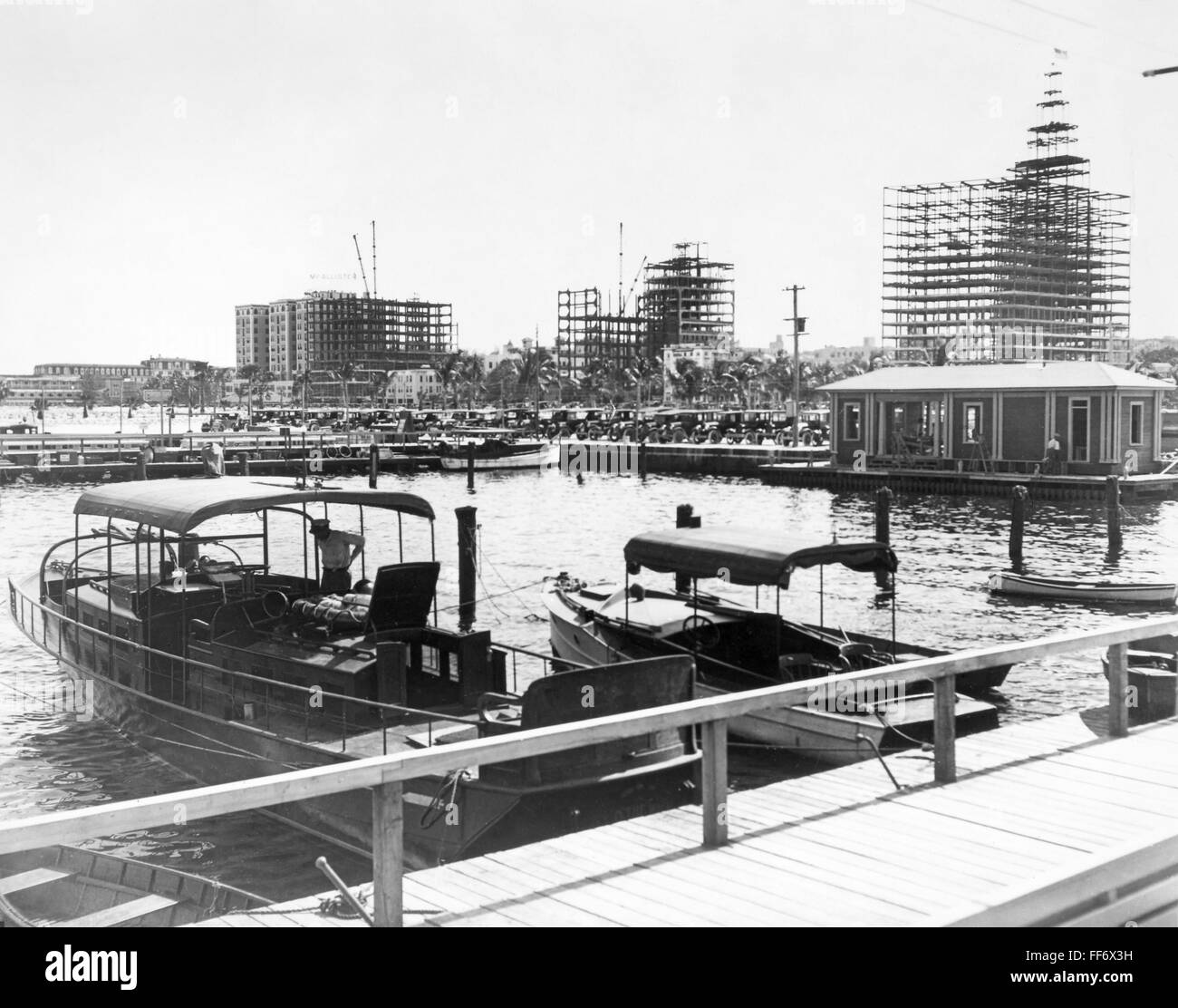 MIAMI, FLORIDA, 1920s. /nMiami building construction in progress during ...