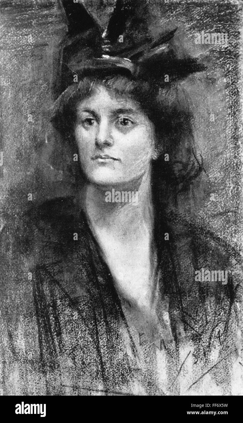 MAUD GONNE (1866-1953). /nIrish patriot and philanthropist. Portrait by Sarah Purser Stock Photo ...