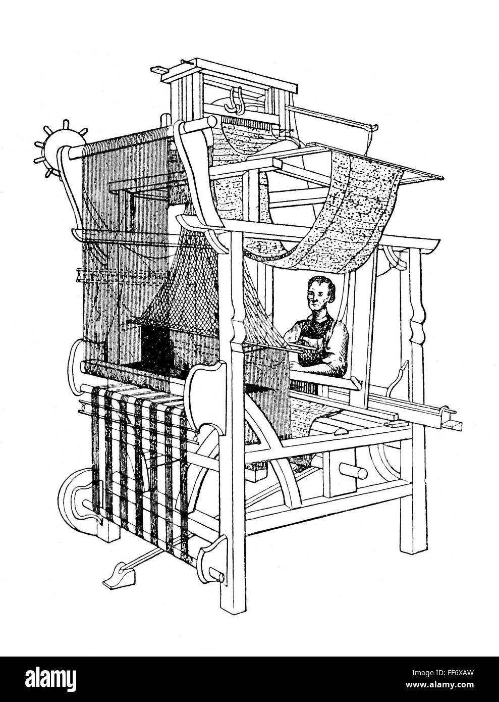 JACQUARD LOOM. /nLine engraving, 19th century Stock Photo - Alamy