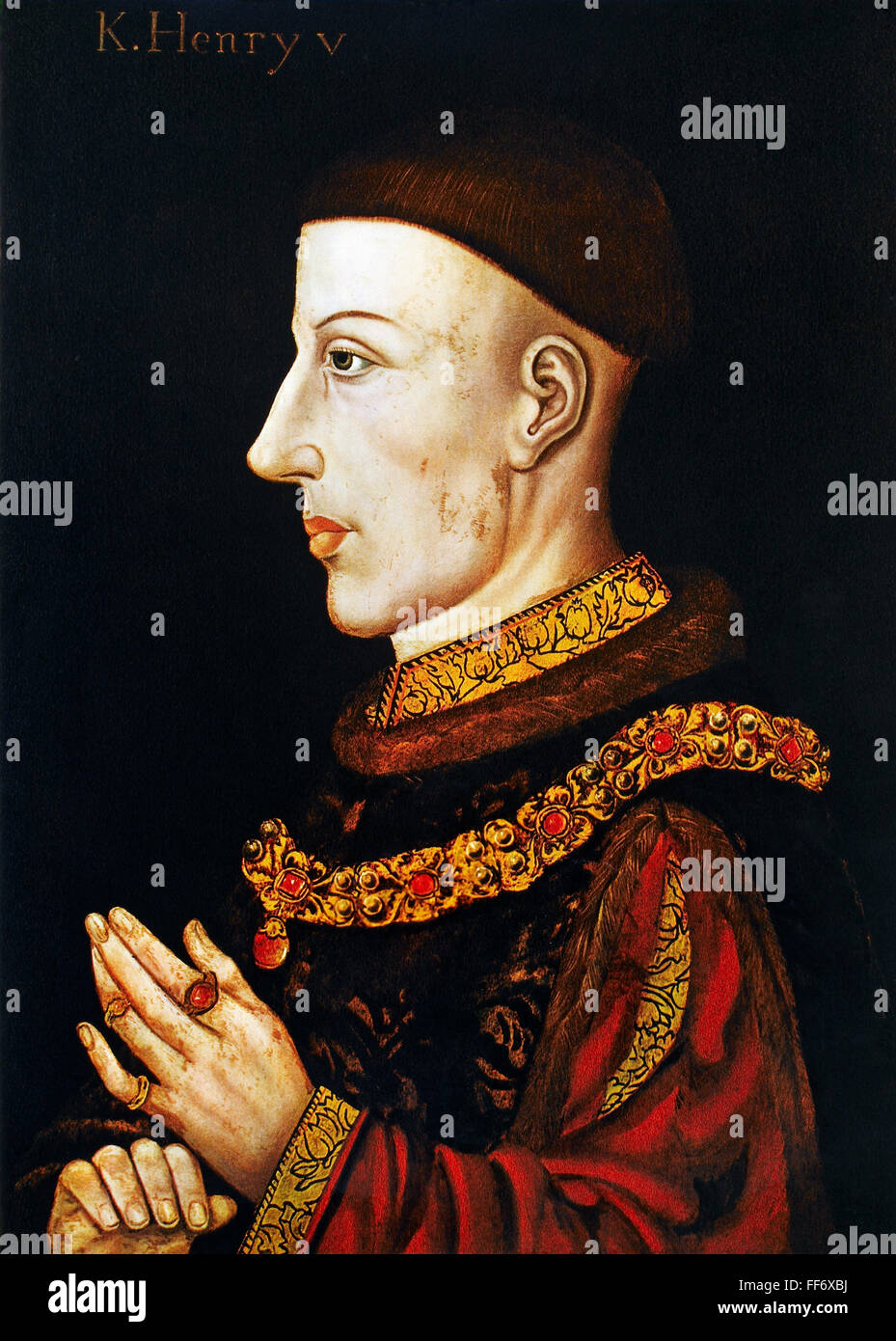HENRY V (1387-1422). /nKing of England, 1413-1422. Oil on panel by an ...