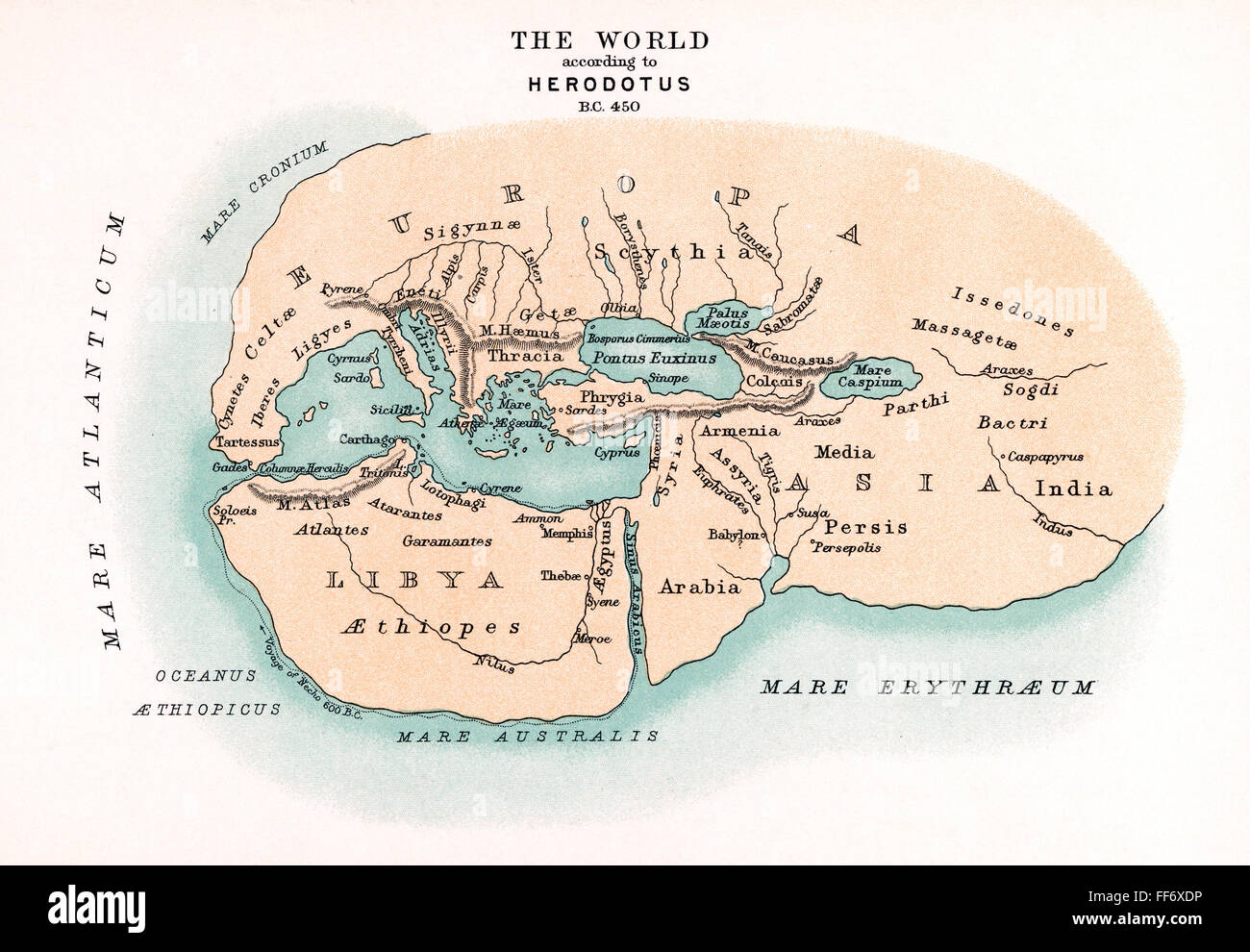 WORLD MAP./nPre-Christian era, c450 B.C., according to the writings of ... WORLD MAP./nPre-Christian era, c450 B.C., according to the writings of ...