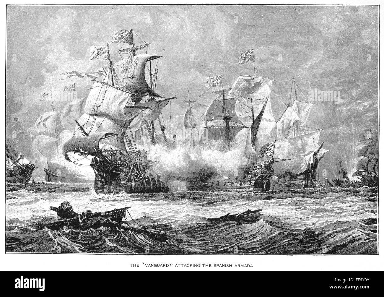 SPANISH ARMADA, 1588. /n'The "Vanguard" attacking the Spanish Armada ...