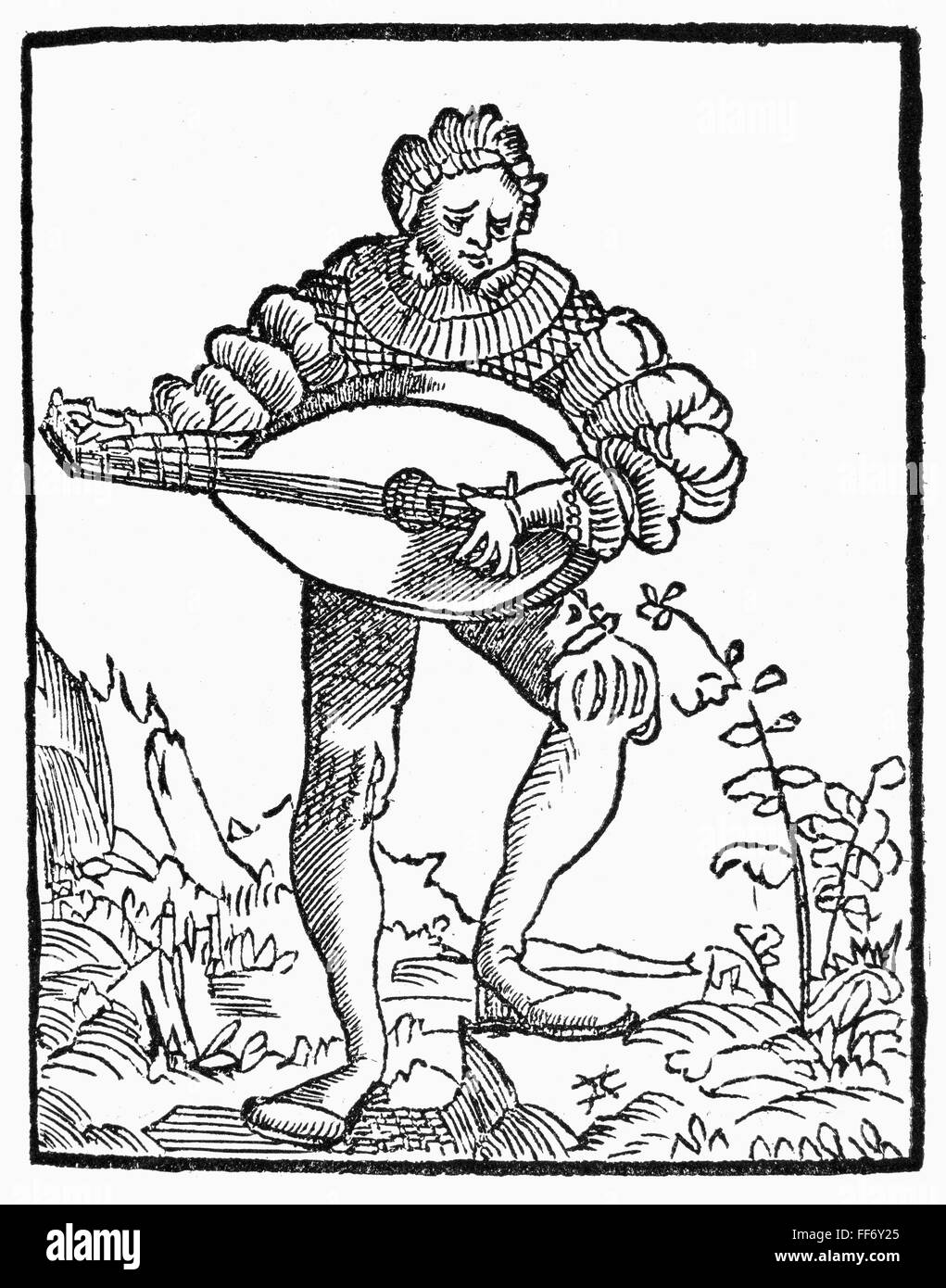 MINSTREL, c1520. /nA minstrel performing a song on the lute. Woodcut ...
