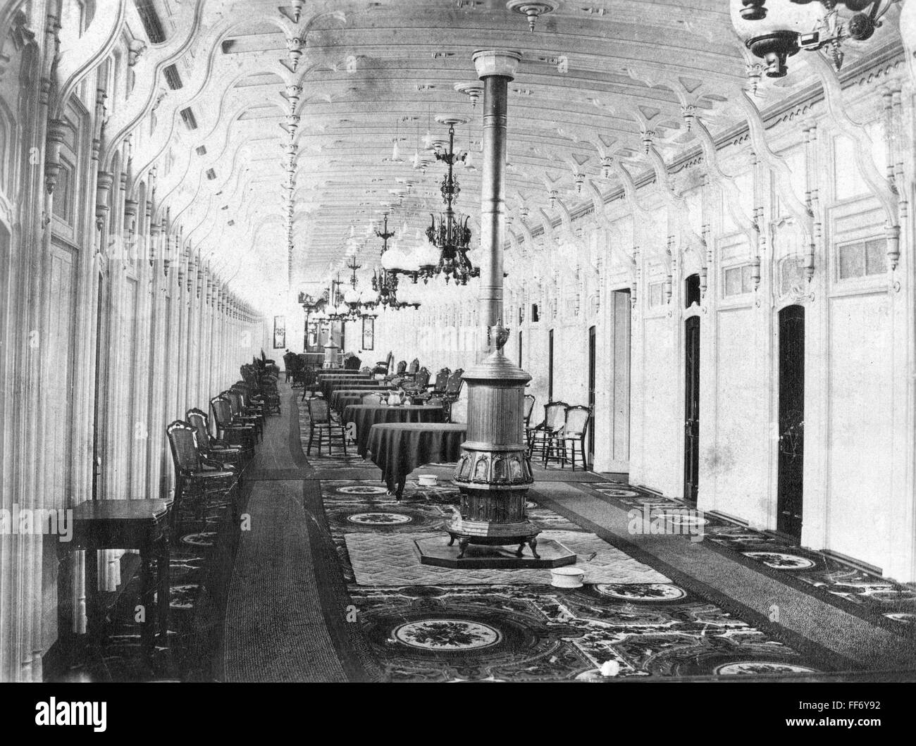 STEAMBOAT INTERIOR, c1870. /nCabin of the Mississippi steamer, 'James ...