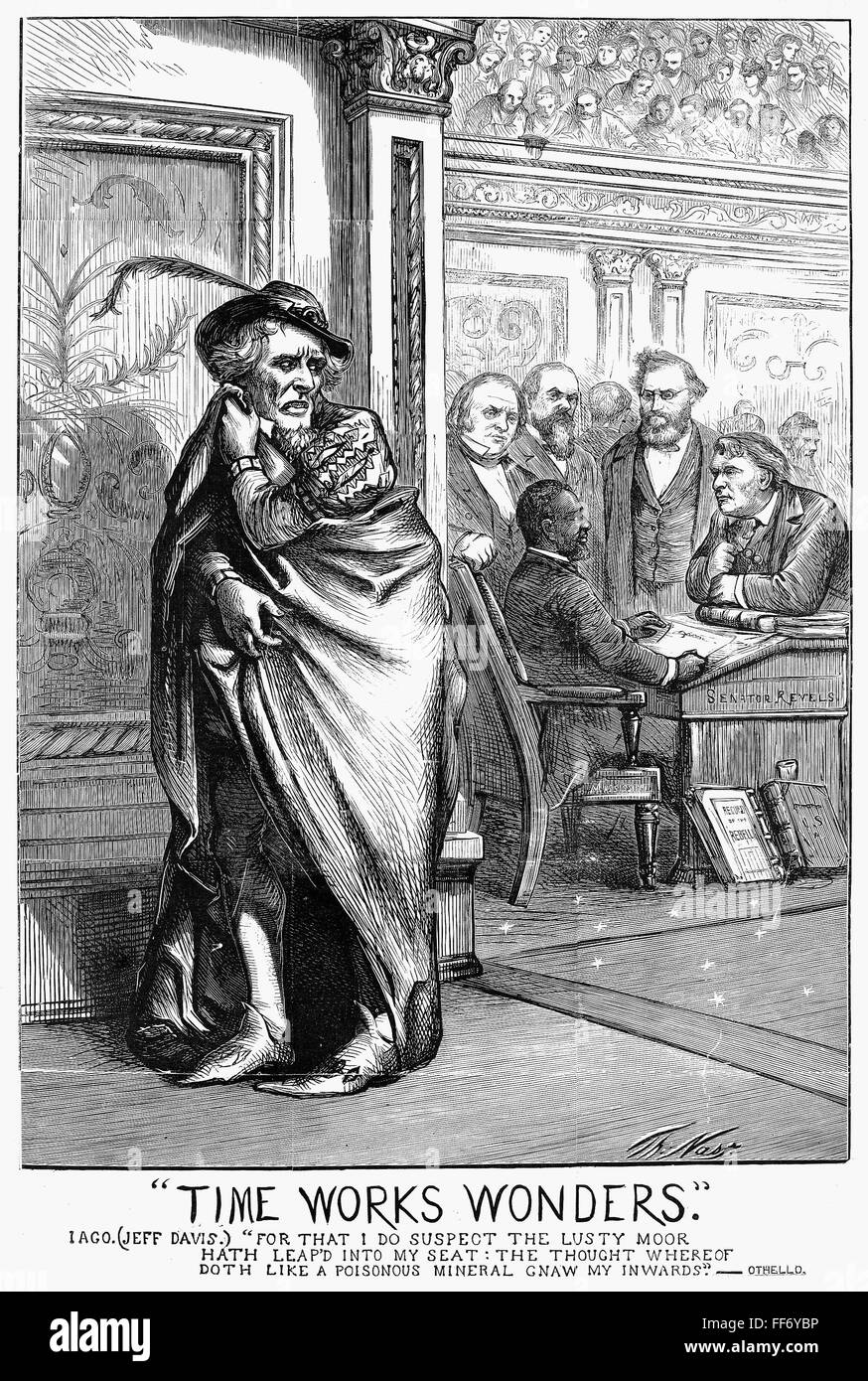 HIRAM RHOADES REVELS /n(1822-1901). American politician. Cartoon, 1870 ...