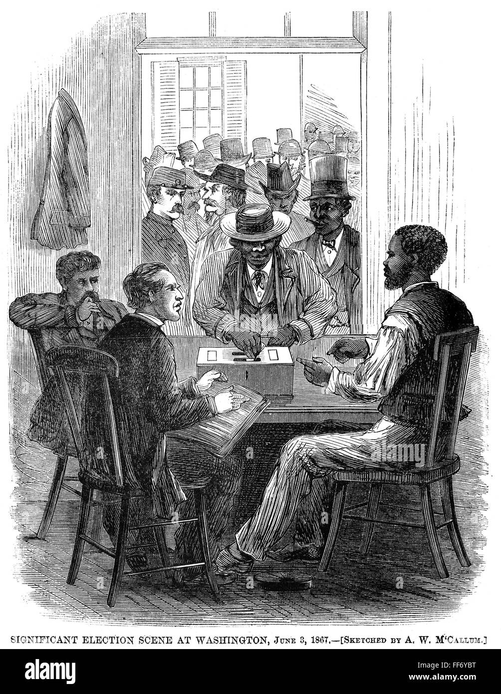 RECONSTRUCTION, 1867. /nBlack freedmen voting at Washington, D.C., 5 ...