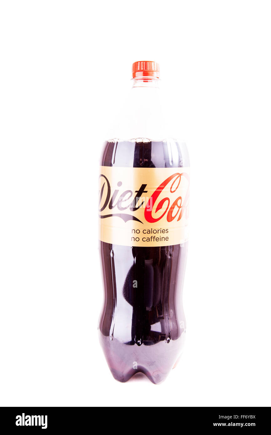 Diet coke cola no caffeine calories free bottle cutout cut out white ...