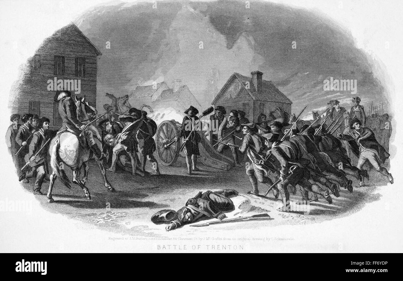 BATTLE OF TRENTON, 1776. /nGeneral George Washington leading the early ...