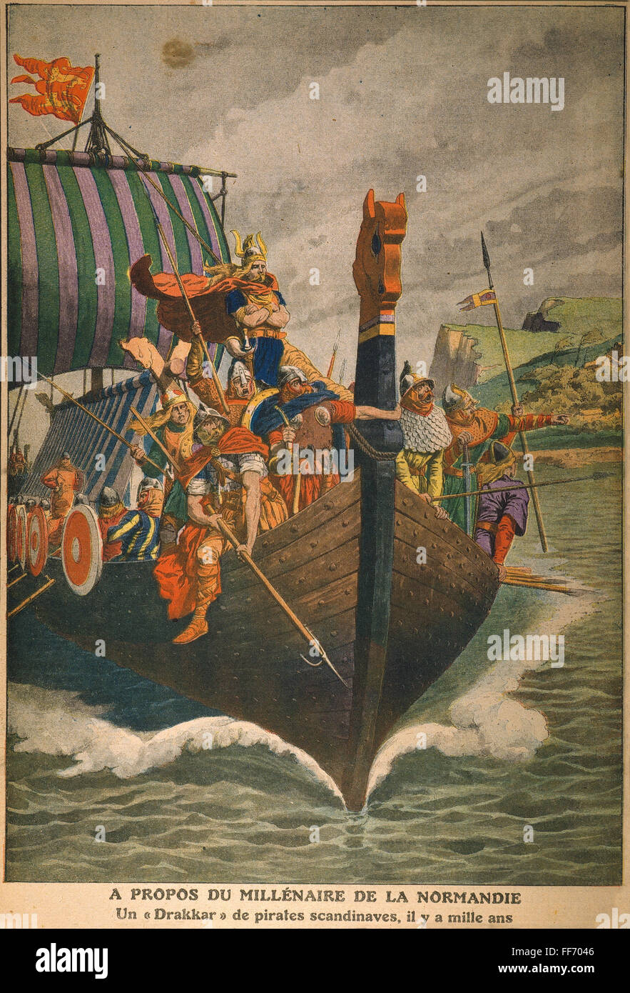 NORMANDY: VIKINGS, c900 A.D. /nNorse navigators off the coast of France ...