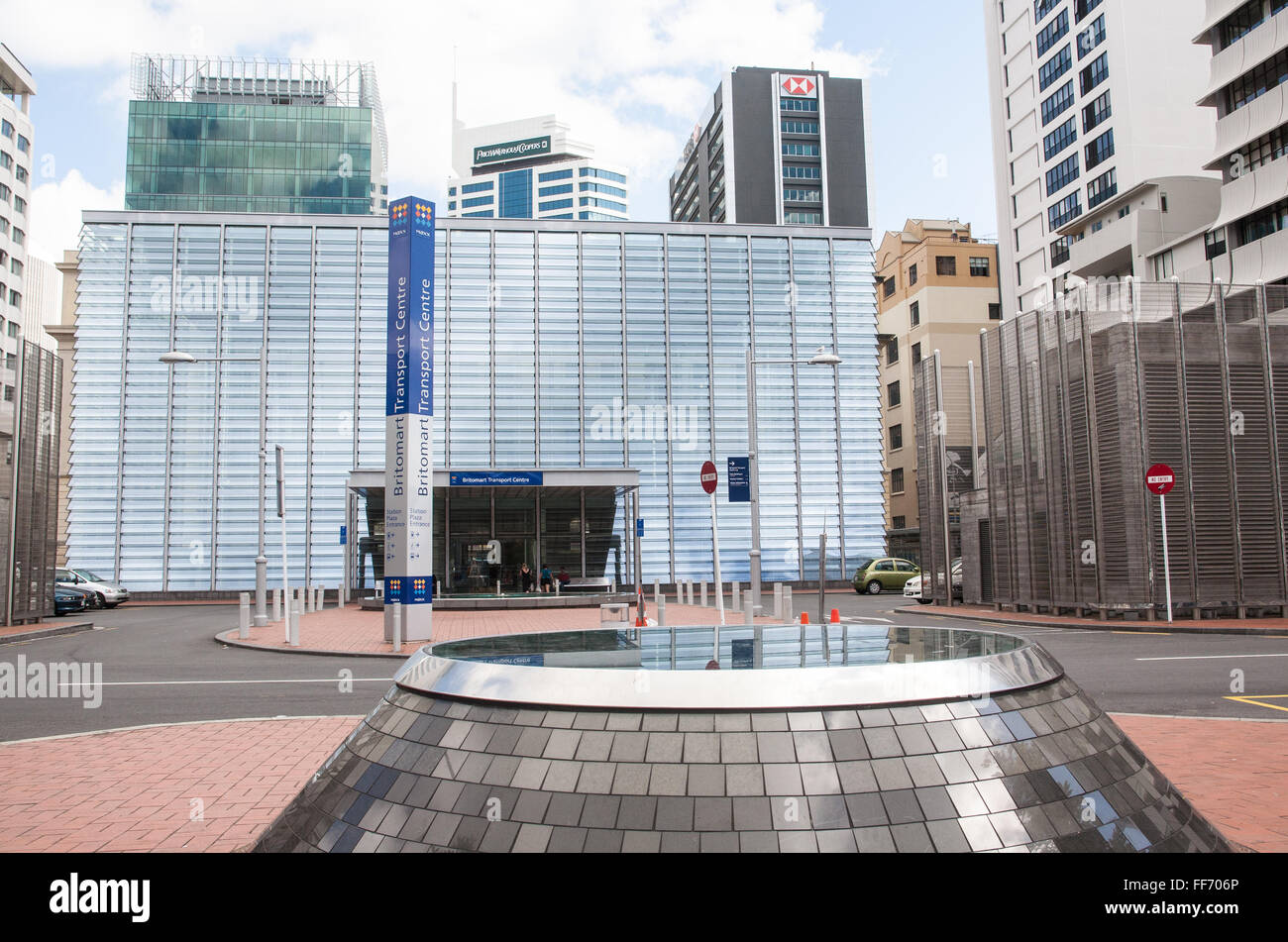 Glass and steel structure of Britomart train transport hub in Auckland ...