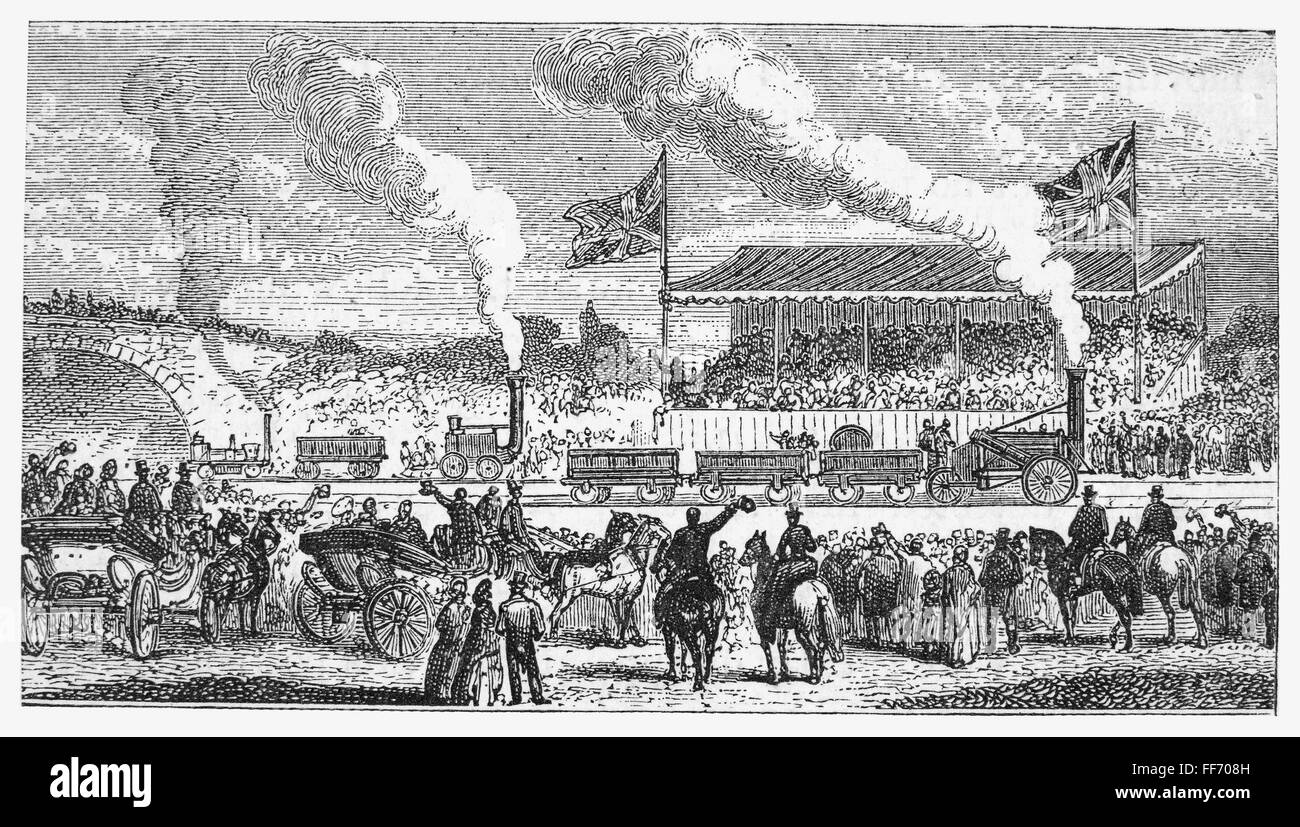 ENGLAND: LOCOMOTIVE, 1829. /nThe locomotive trials at Rainhill, England ...