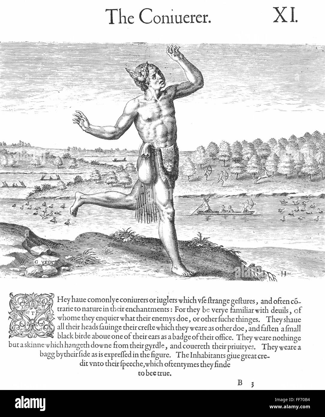 DE BRY: POWHATAN CONJURER. /nLine engraving by Theodor de Bry after ...