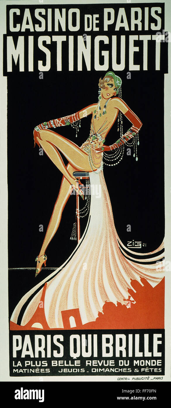 MISTINGUETT ON POSTER, 1931. /nFrench entertainer. Originally known as ...