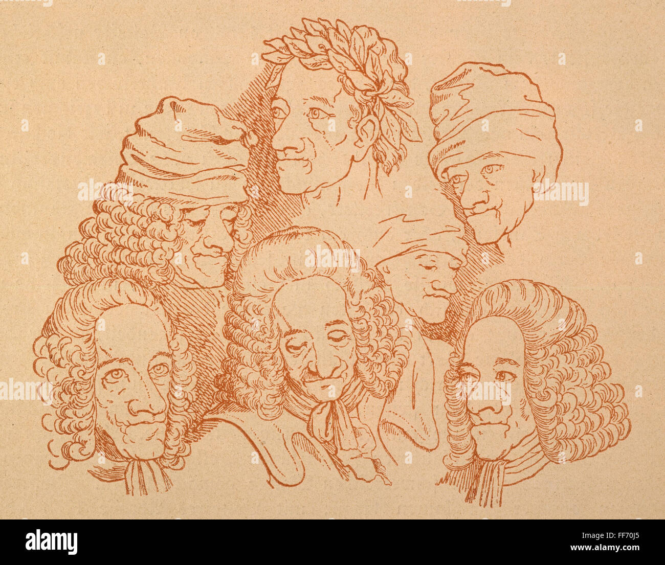 VOLTAIRE (1694-1778). /nContemporary portrait sketches by Huber Stock ...