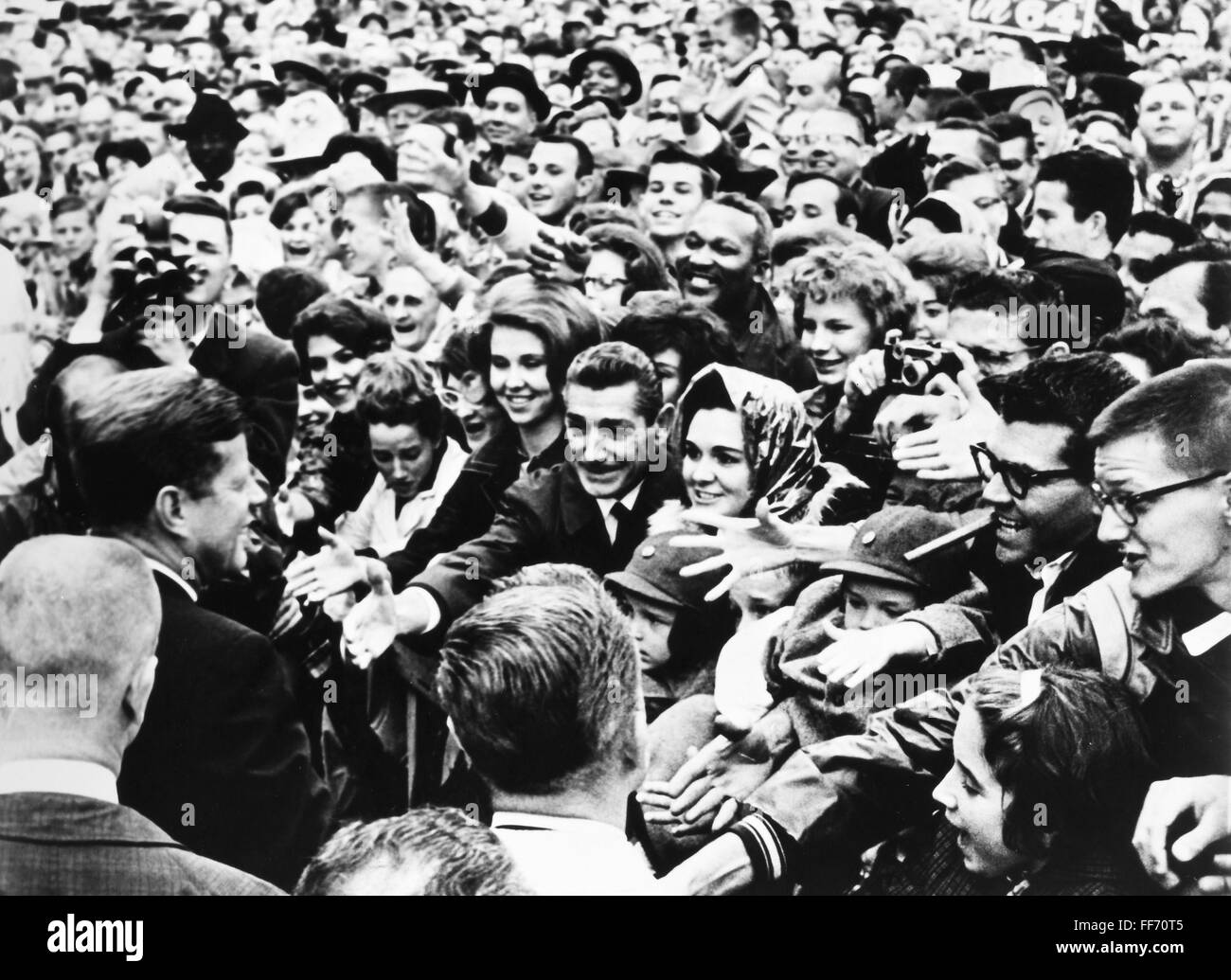 JOHN F. KENNEDY, 1963. /nPresident John F. Kennedy greeted by well ...
