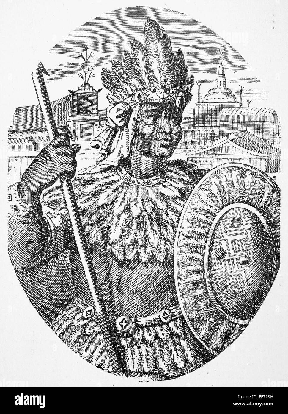 MONTEZUMA II (1480-1520). /nAztec emperor. Line engraving, 17th century ...