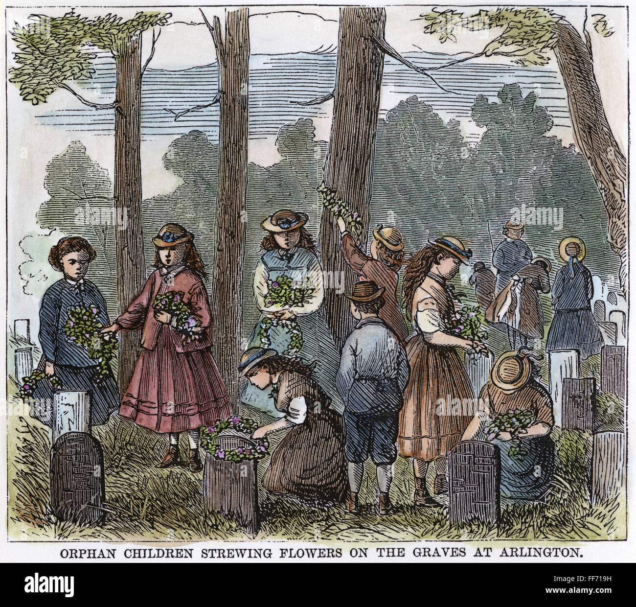 MEMORIAL DAY, 1868. /nOrphan children laying wreaths and strewing ...