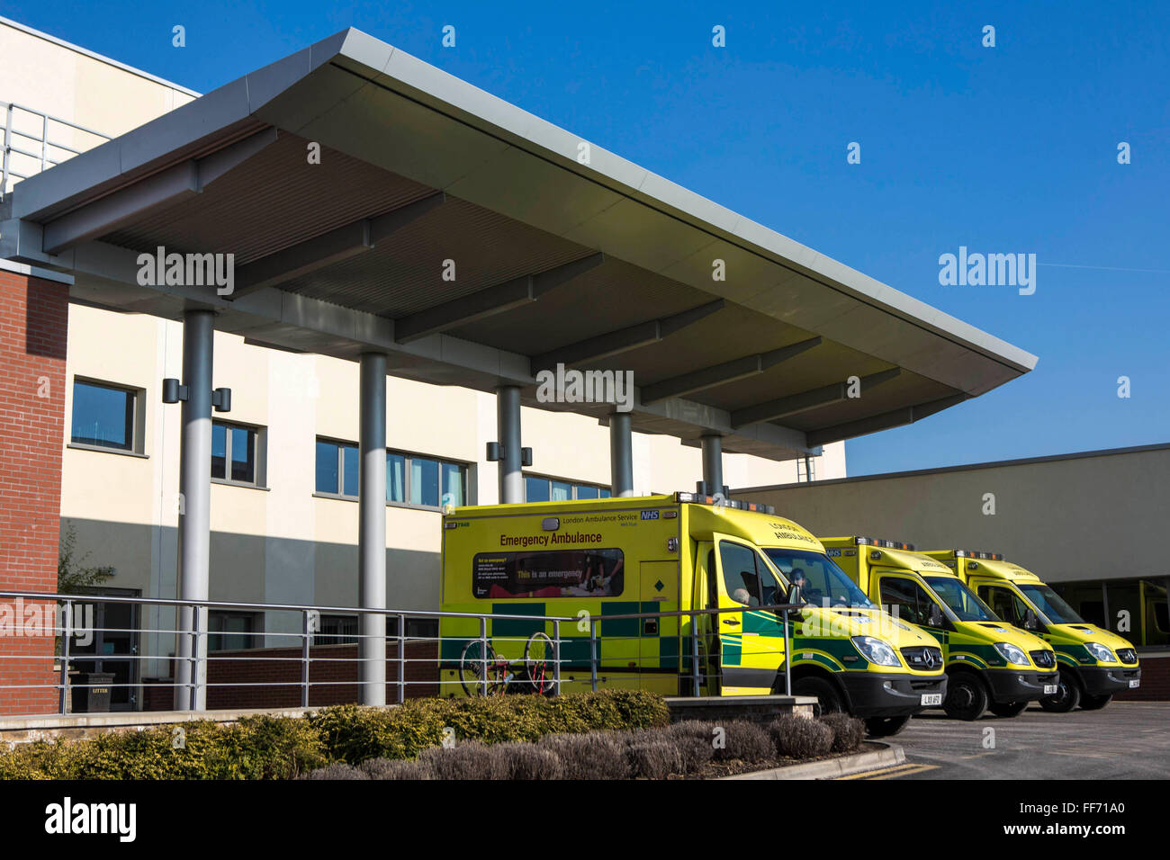 Emergency ambulances line up outside the Accident & Emergency ...