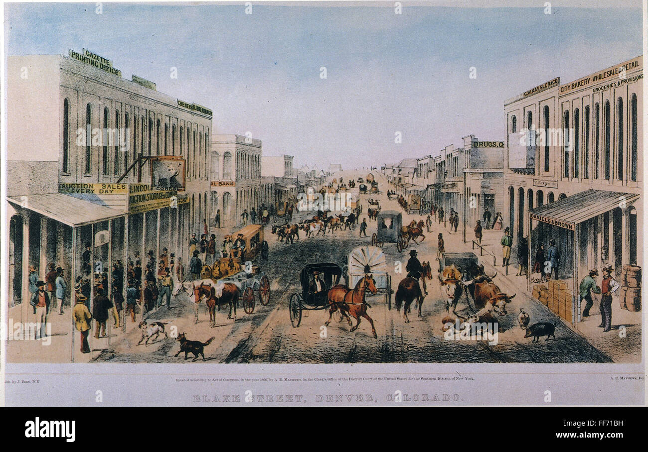 DENVER, COLO., c1865. /nA view of Blake Street. Contemporary American ...