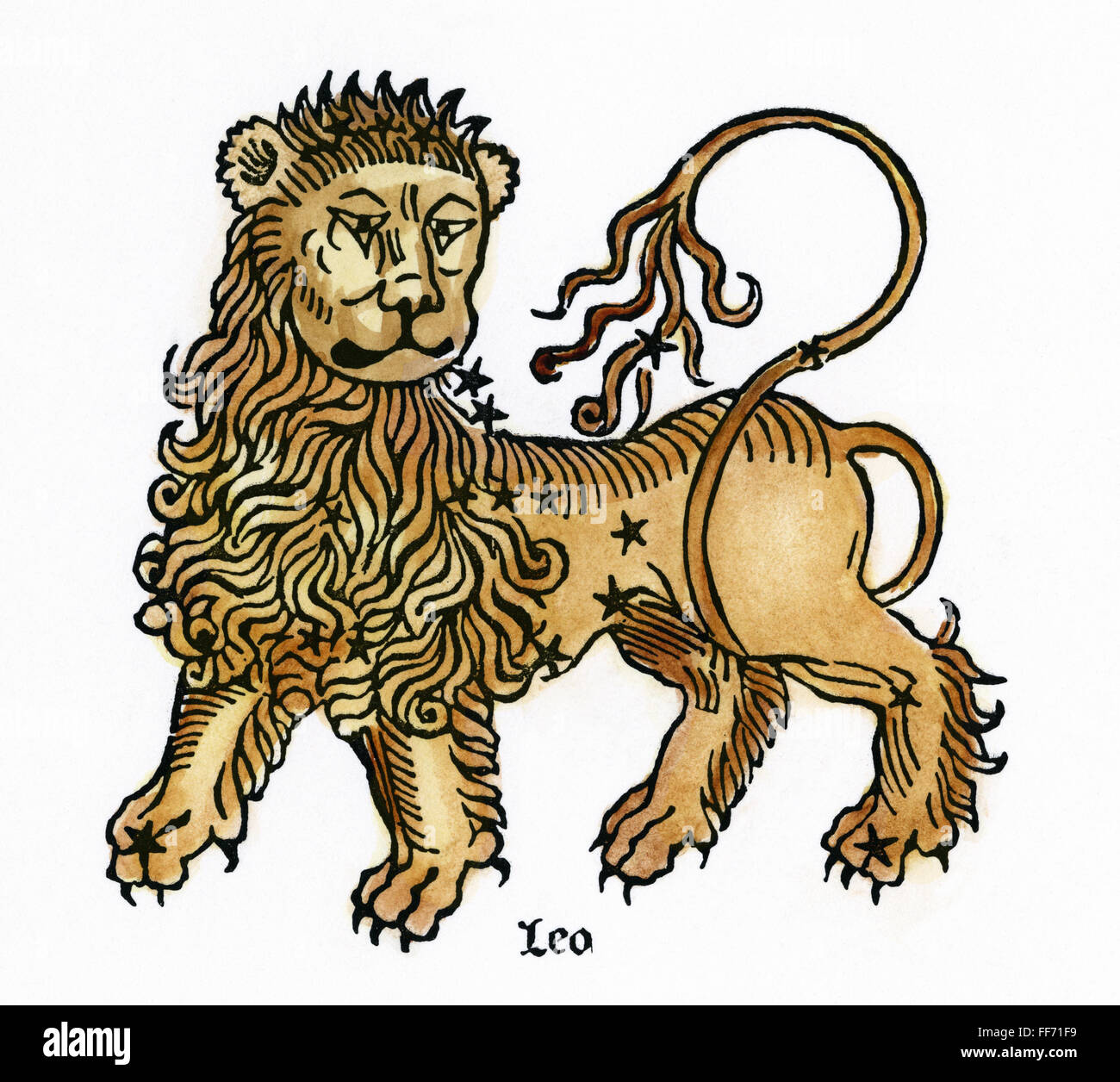 ZODIAC: LEO, 1482. /nLeo, the lion. Zodiacal woodcut from Gaius Julius ...