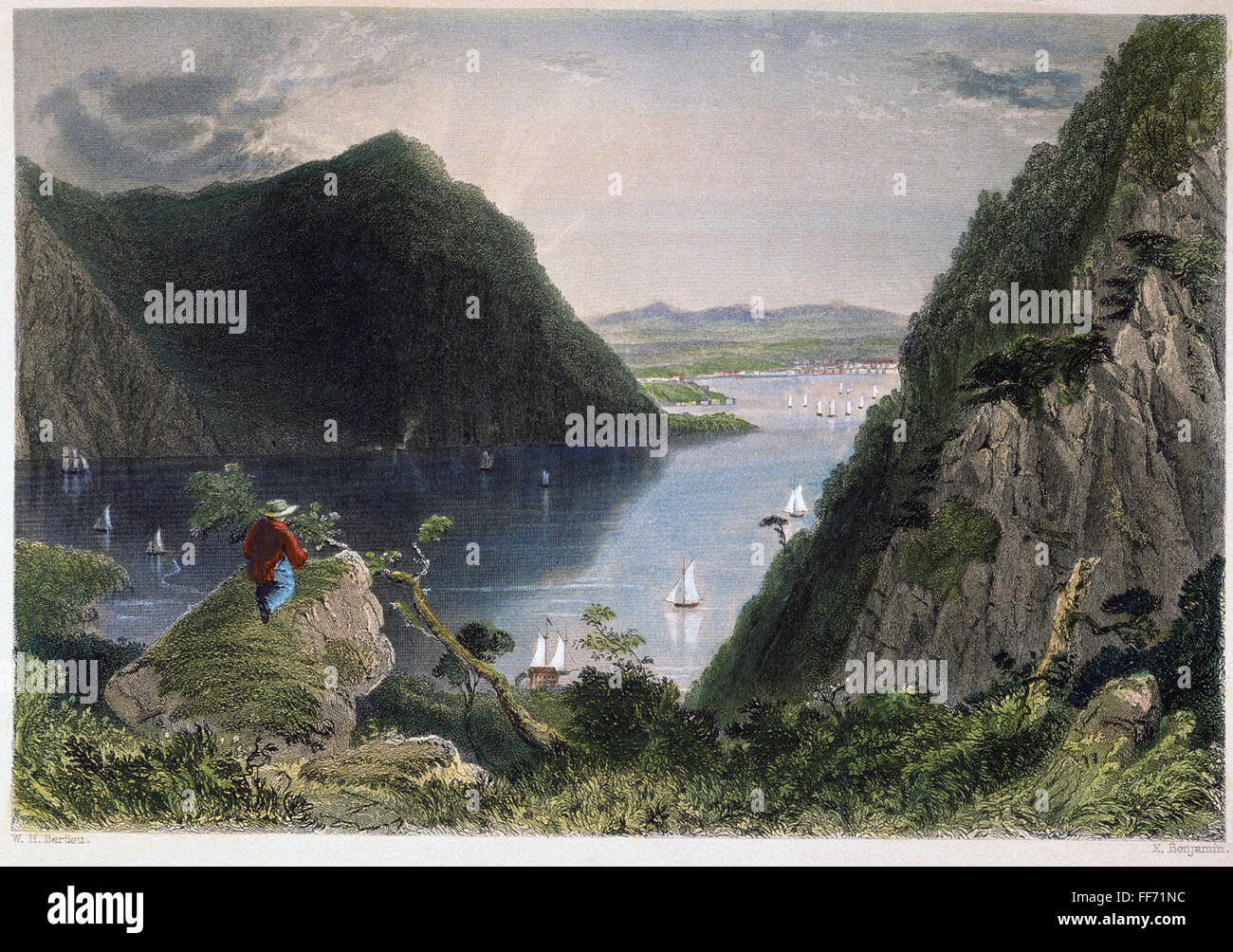 HUDSON RIVER VIEW, 1838. /nView of the upper Hudson River. Steel ...