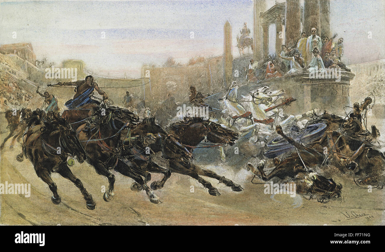 A ROMAN CHARIOT RACE. /nA chariot race during the reign of Trajan ...