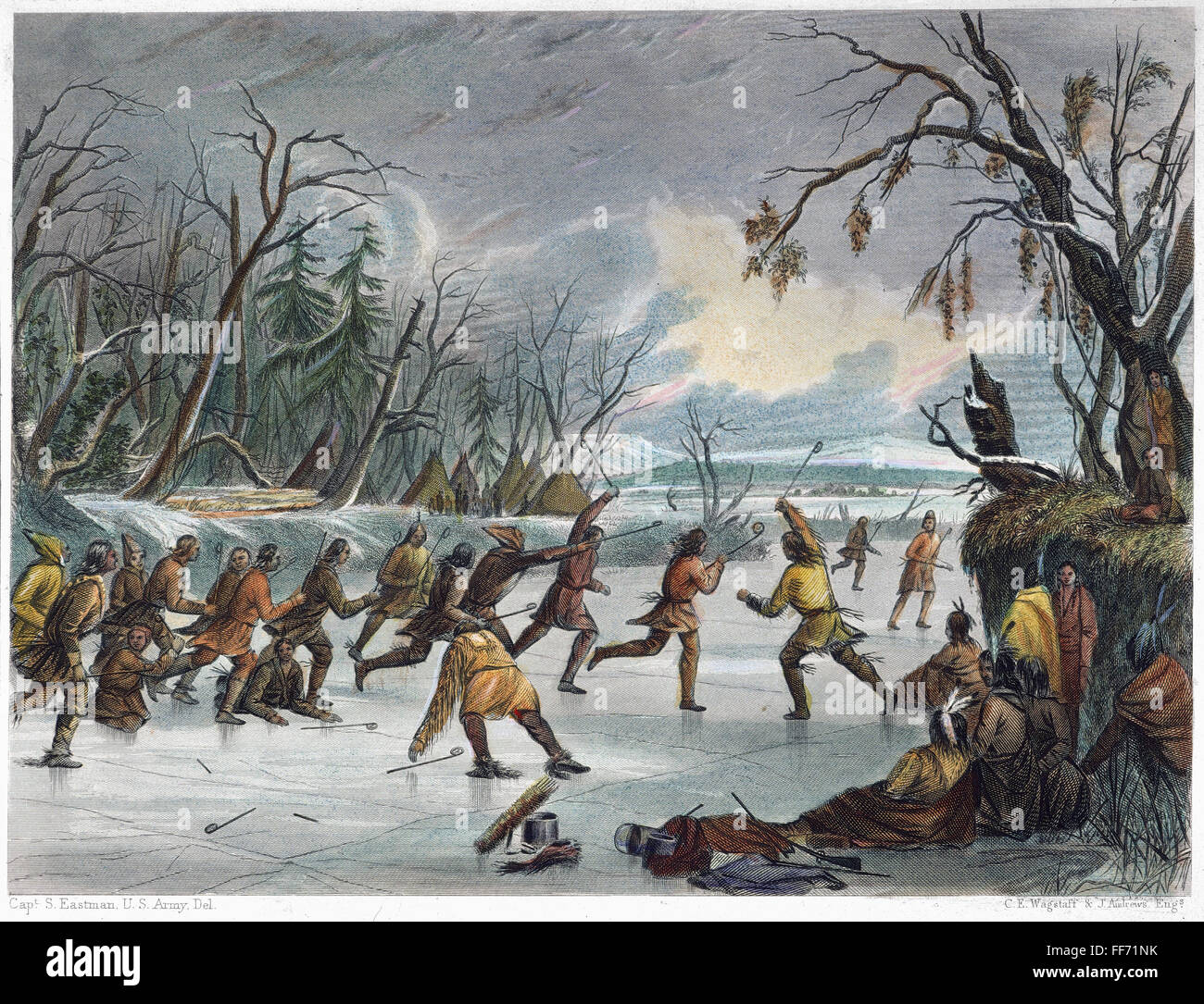 NATIVE AMERICANS: GAME, 1855. /nNorthwestern Native Americans at ball ...