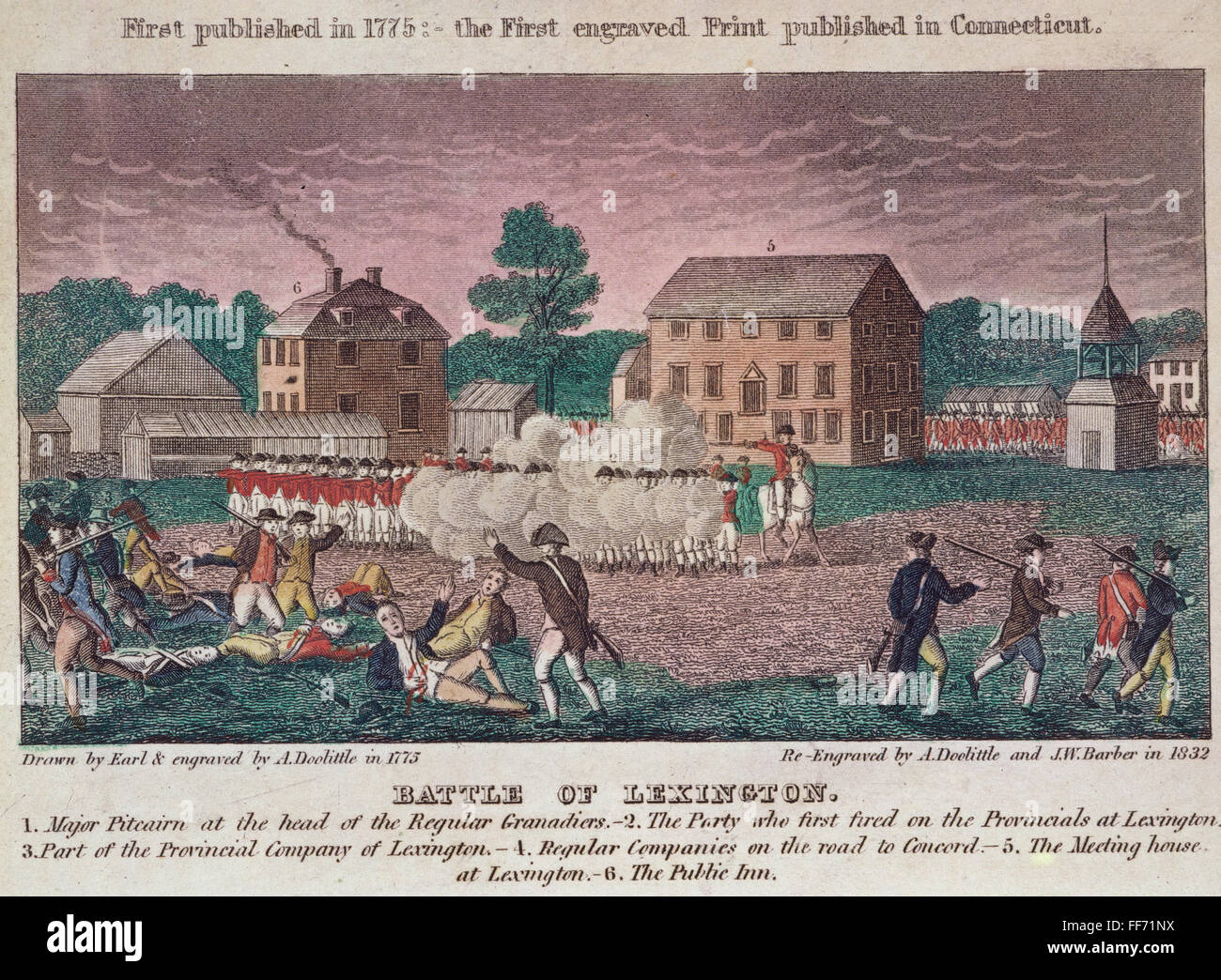 BATTLE OF LEXINGTON, 1775. /nThe Battle of Lexington at the beginning ...