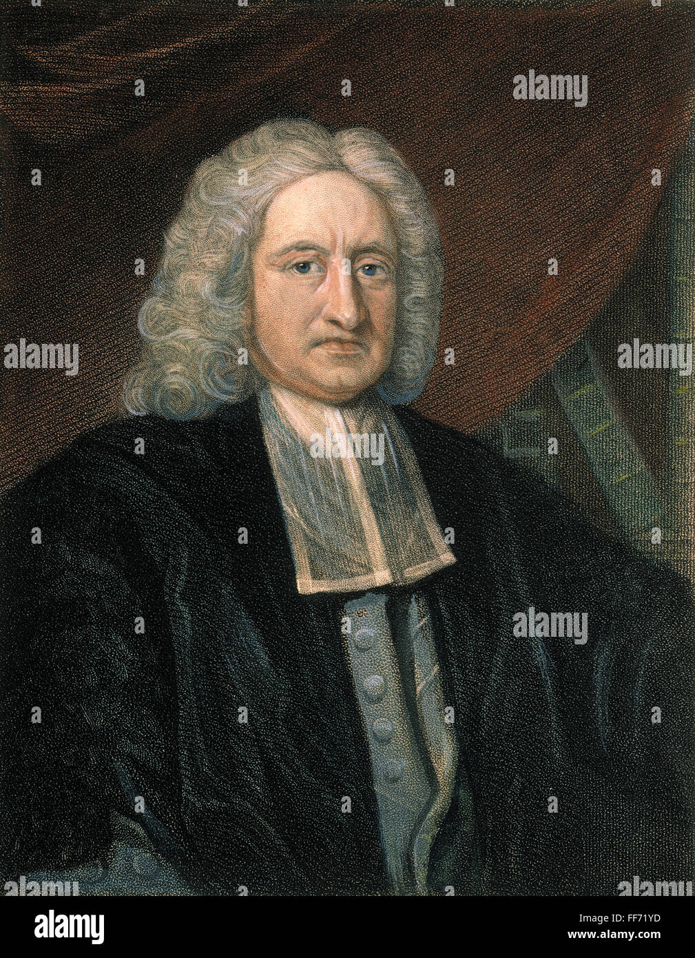 EDMUND HALLEY (1656-1742). /nEnglish astronomer. Color line and stipple ...