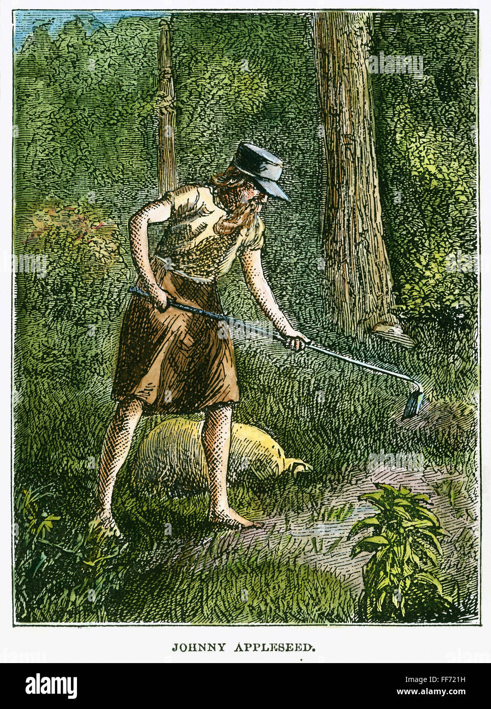 JOHN CHAPMAN (1775-1845), /nknown as 'Johnny Appleseed.' Colorized ...