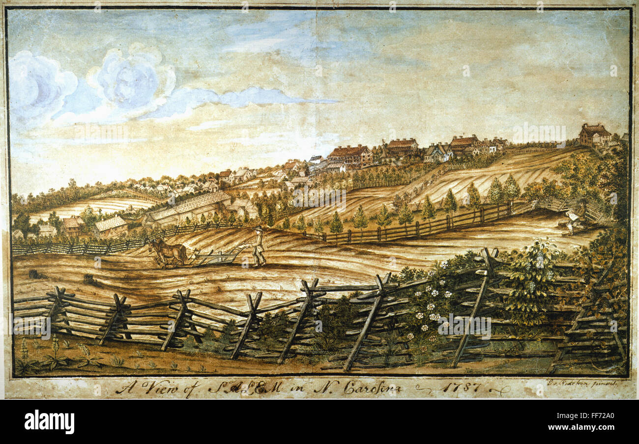 FARMER PLOWING. /nFarmer working in his field near the Moravian ...
