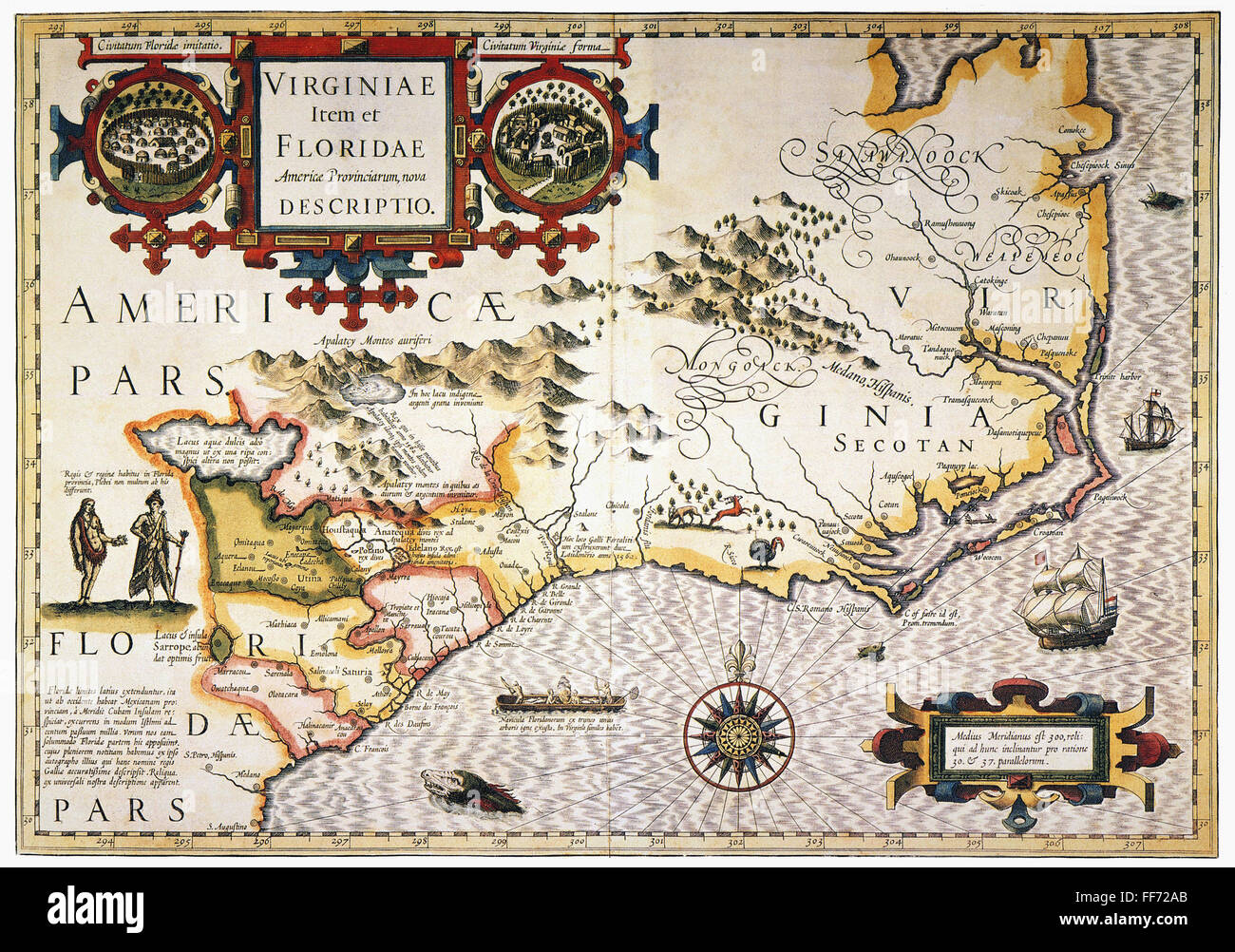 MAP: COLONIAL AMERICA, /n1606. Map of the American southeast from St ...