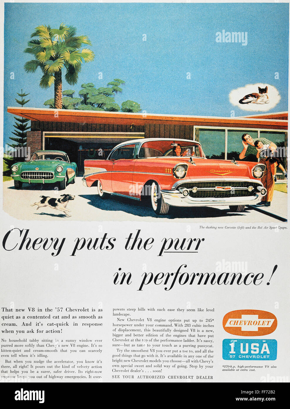CHEVROLET AD, 1957. /nChevrolet automobile advertisement from an ...