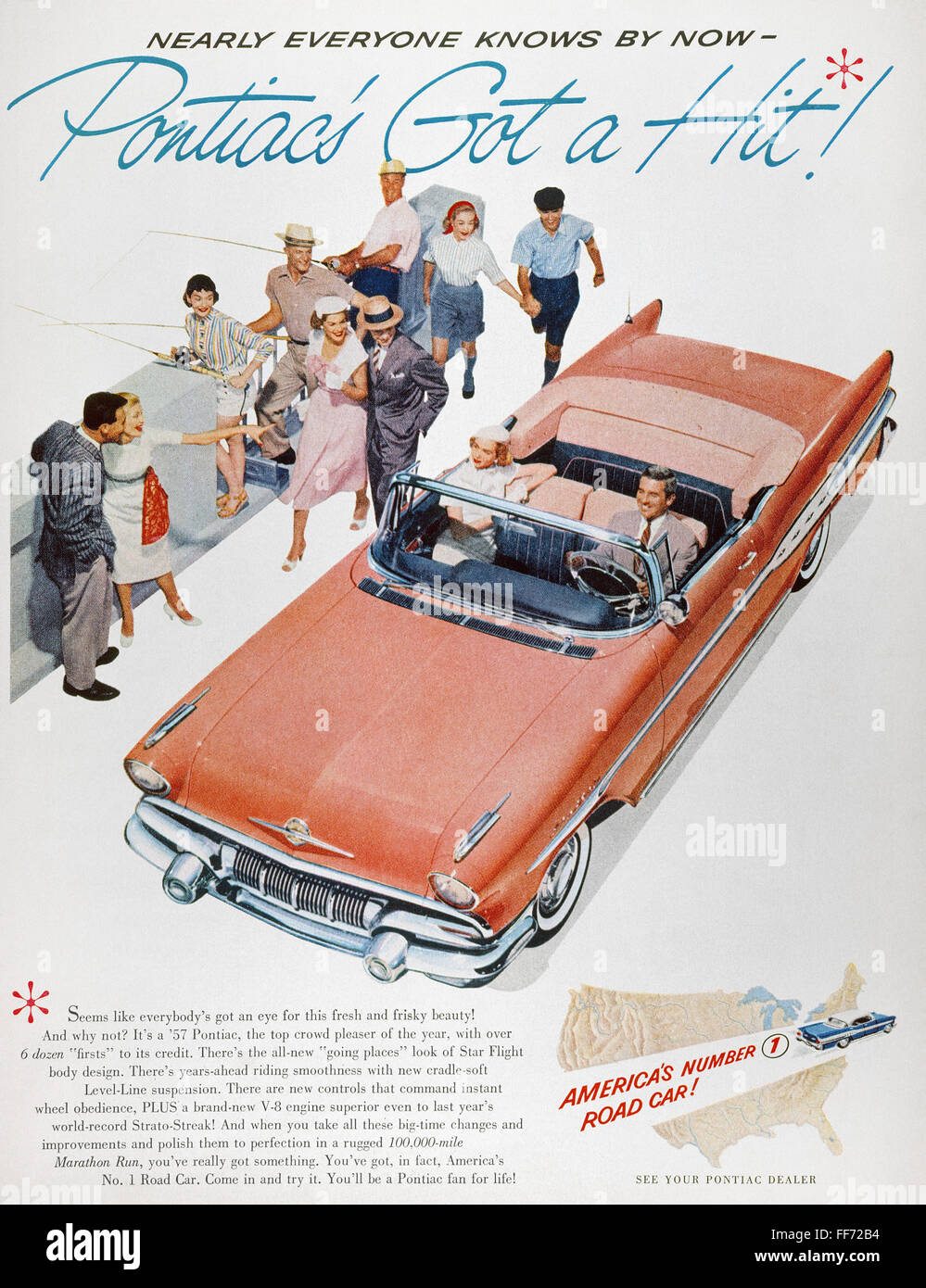 PONTIAC ADVERTISEMENT 1957. /nPontiac automobile advertisement from an ...