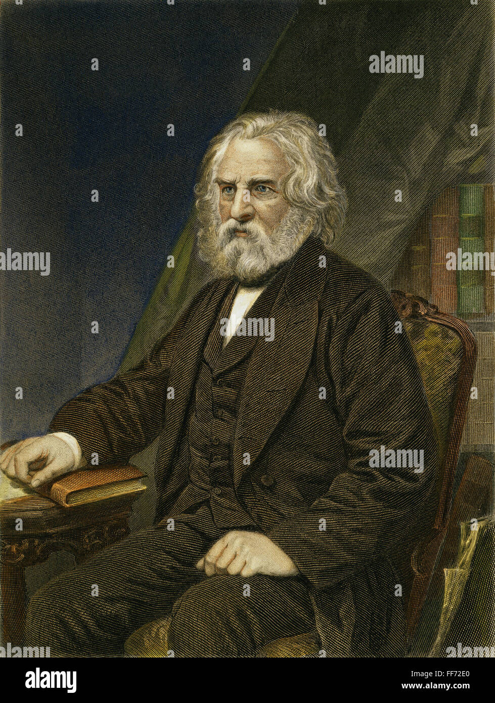 HENRY WADSWORTH LONGFELLOW /n(1807-1882). American poet. Color ...