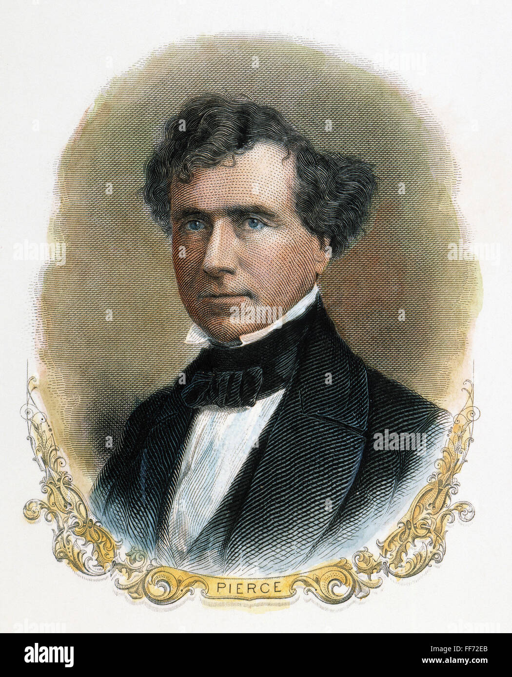FRANKLIN PIERCE (1804-1869). /nColor engraving, 19th century Stock ...