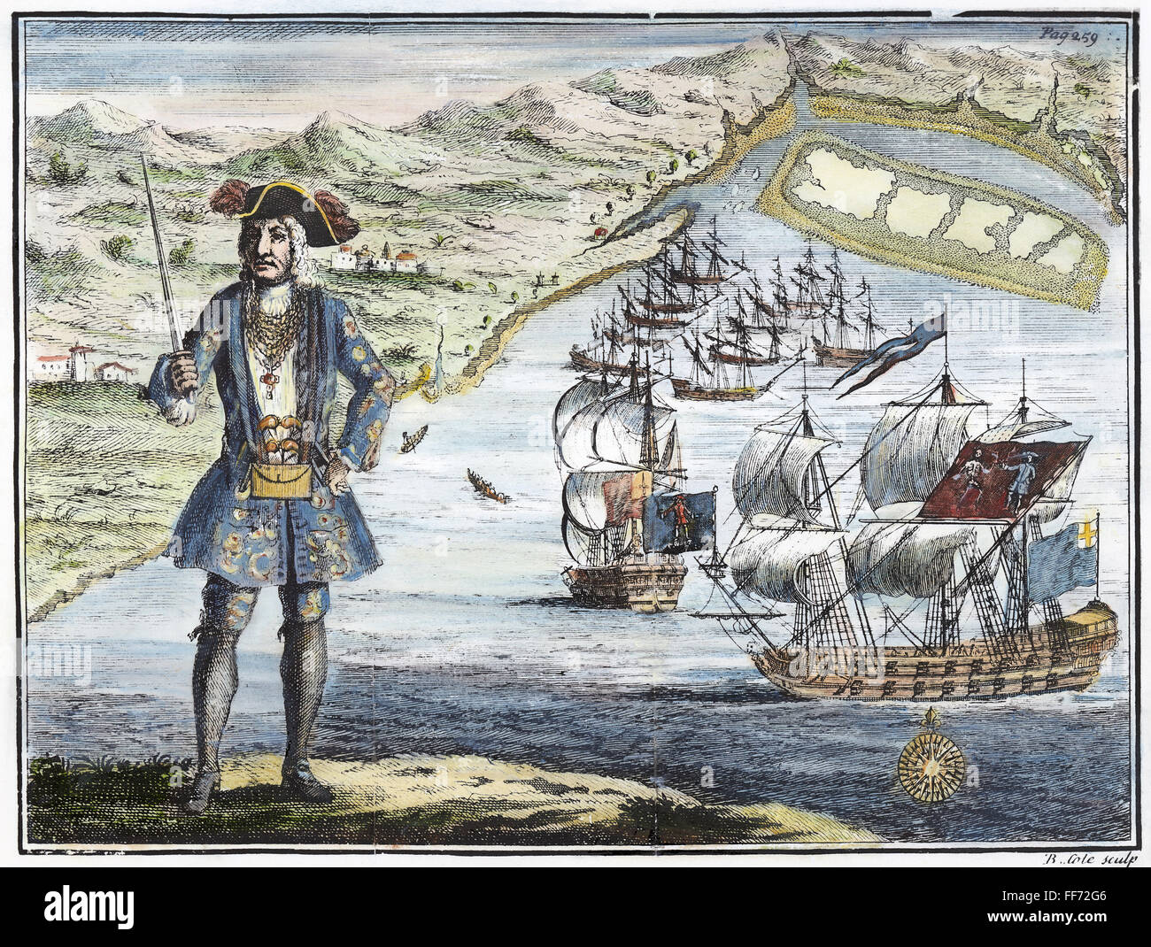 BARTHOLOMEW ROBERTS. /nThe pirate Bartholomew Roberts shown with his ...
