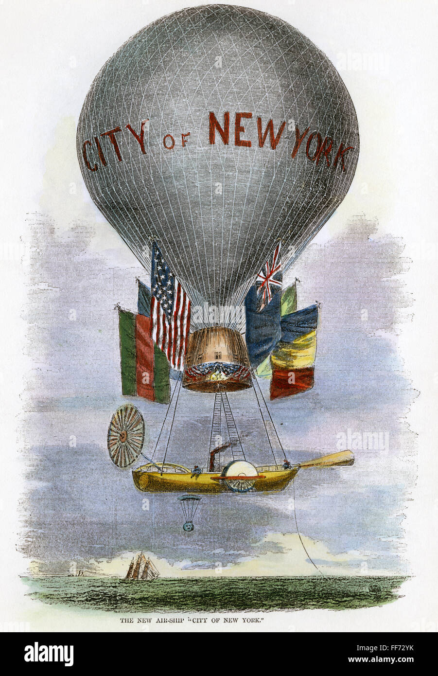 BALLOONING: T. LOWE, 1859. /nView of the 'City of New York,' Thaddeus S ...