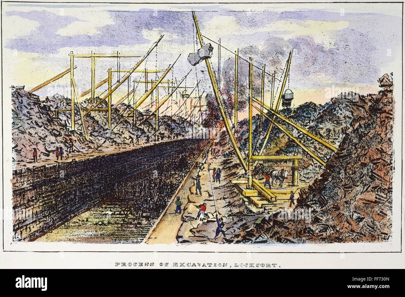 ERIE CANAL, 1825. /nThe construction of the Erie Canal at Lockport, New ...