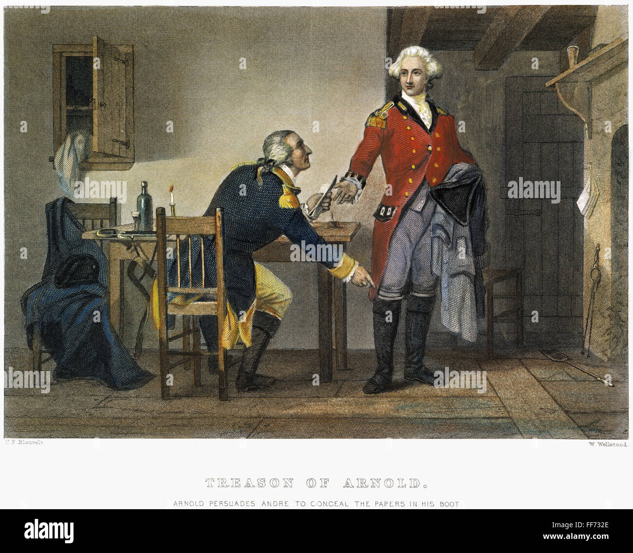 ARNOLD AND ANDRE, 1780. /nBenedict Arnold persuading Major John Andre ...