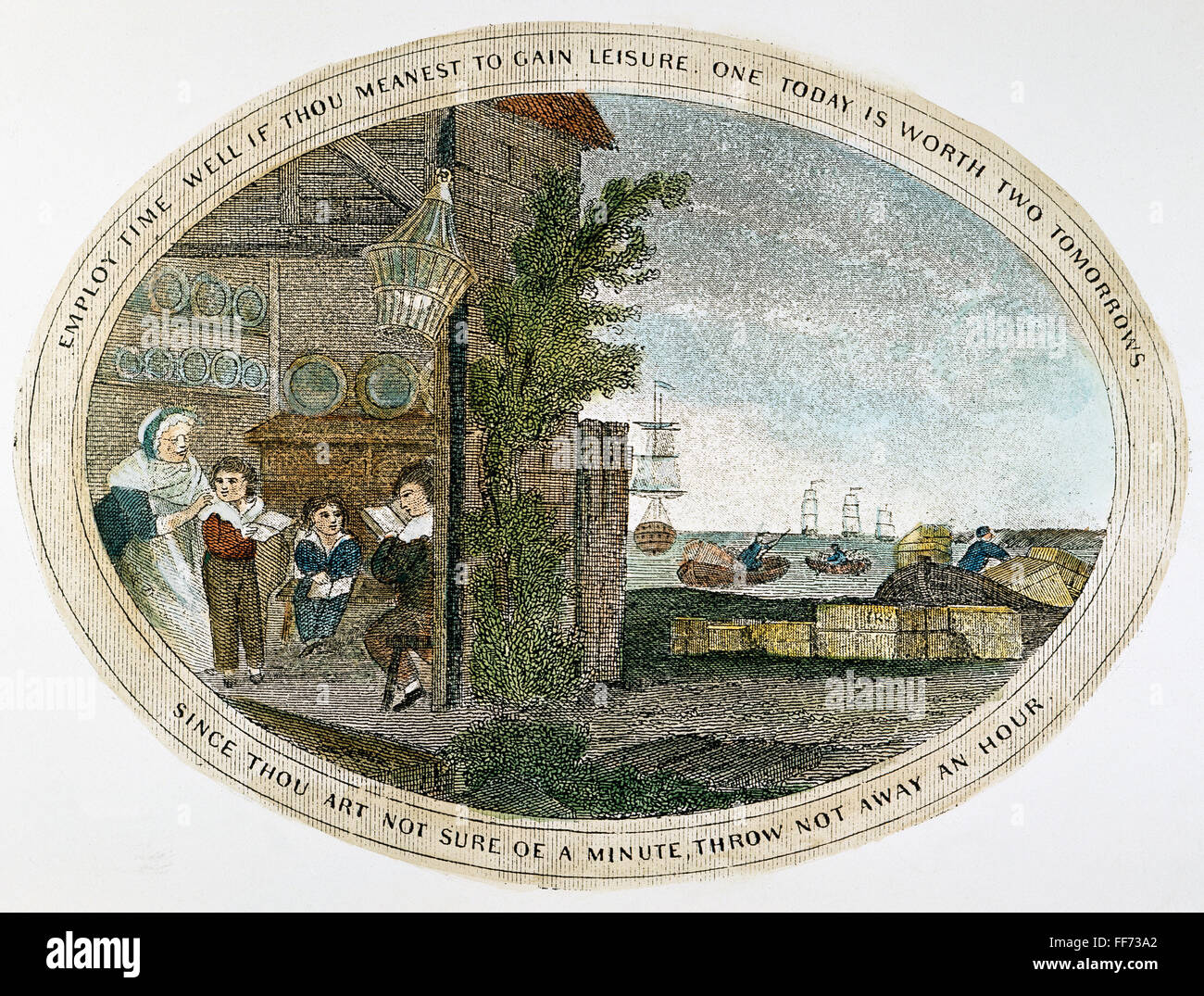 POOR RICHARD ILLUSTRATED. /nPanel from a color engraving, c1800, for ...