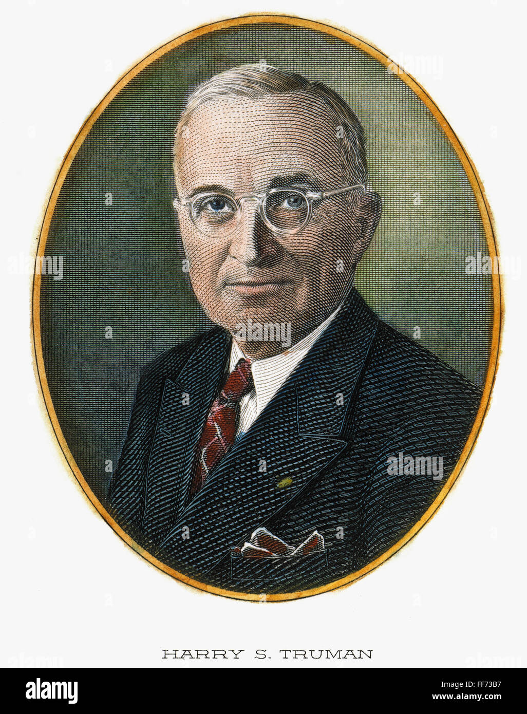 HARRY S. TRUMAN (1884-1972). /nContemporary color engraving Stock Photo ...