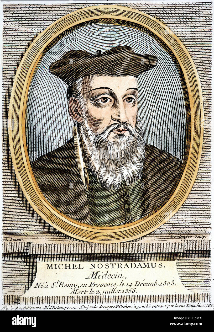 NOSTRADAMUS (1503-1566). /nFrench physician and astrologer. French line ...