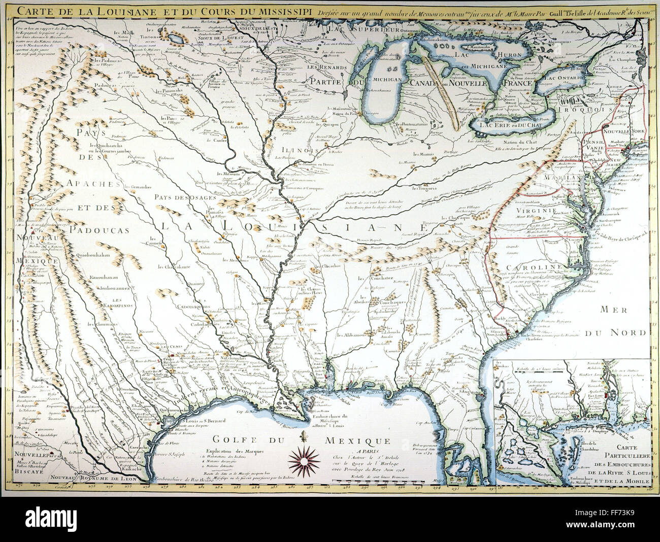 MAP OF COLONIAL AMERICA. /nDelisle's map of colonial America, 1718 ...