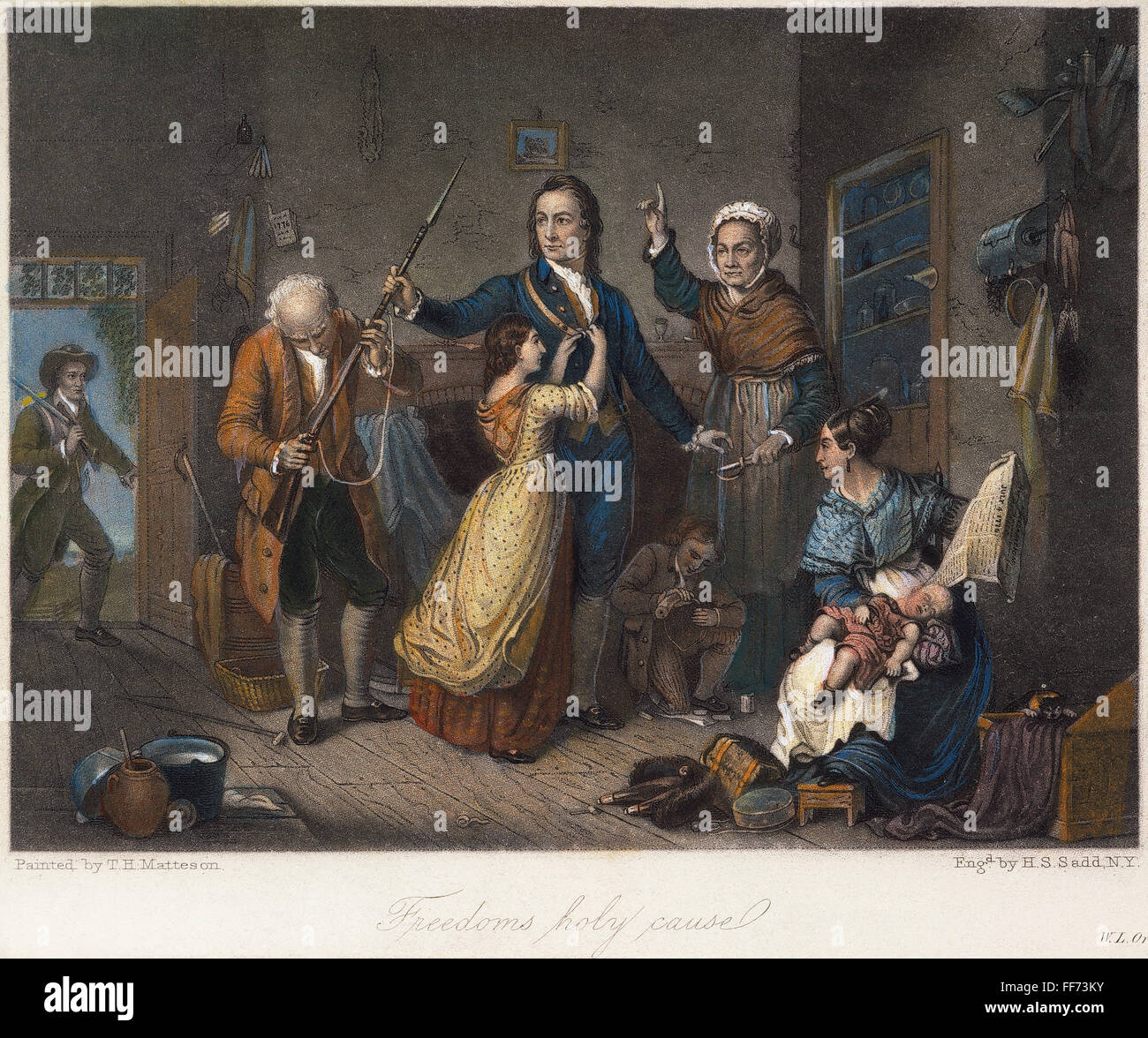 MINUTEMAN: FAMILY, 1776. /nA Minuteman leaving his family to join the ...