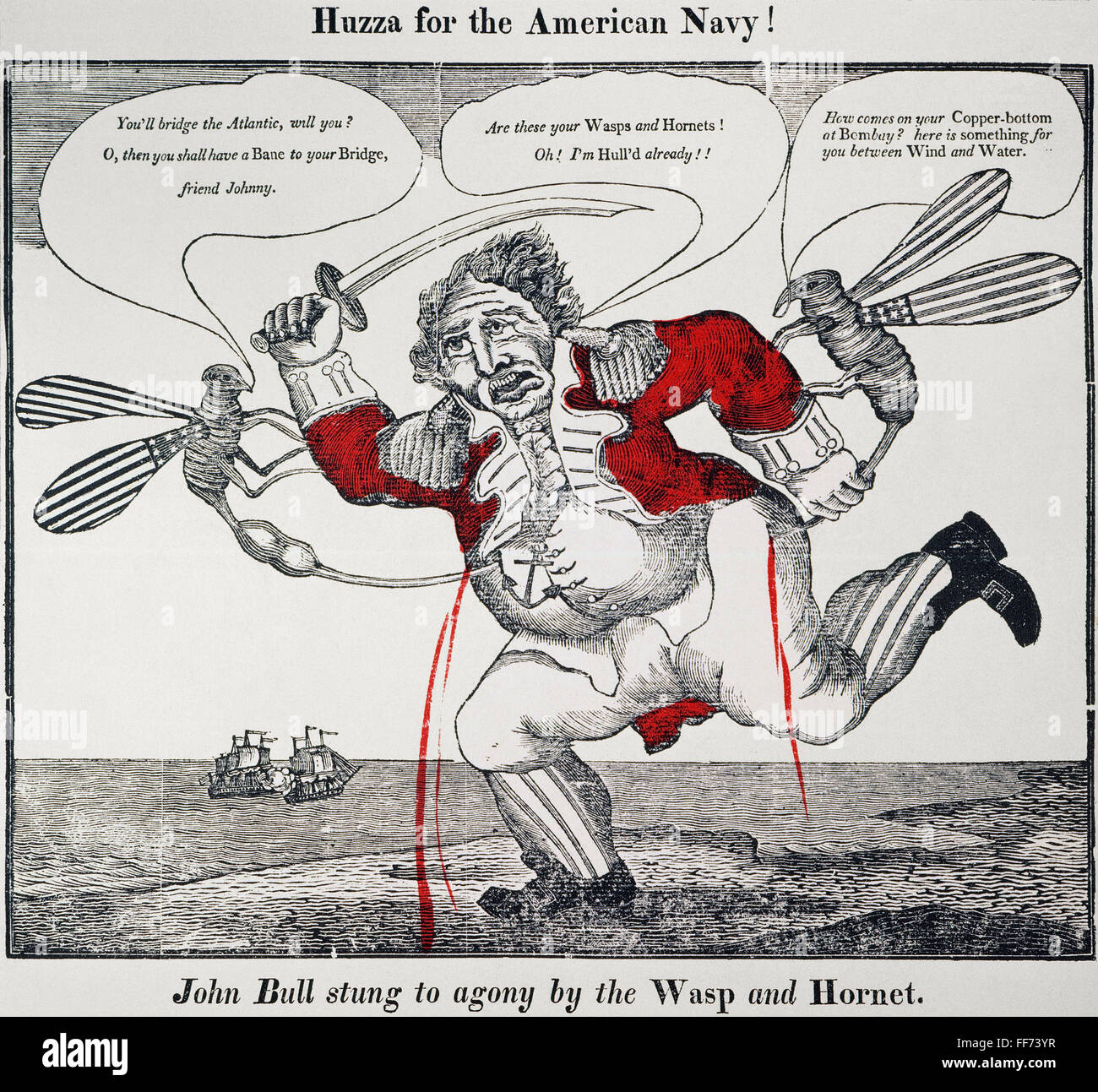 WAR OF 1812: CARTOON, 1813. /n'Huzza for the American Navy!' An ...