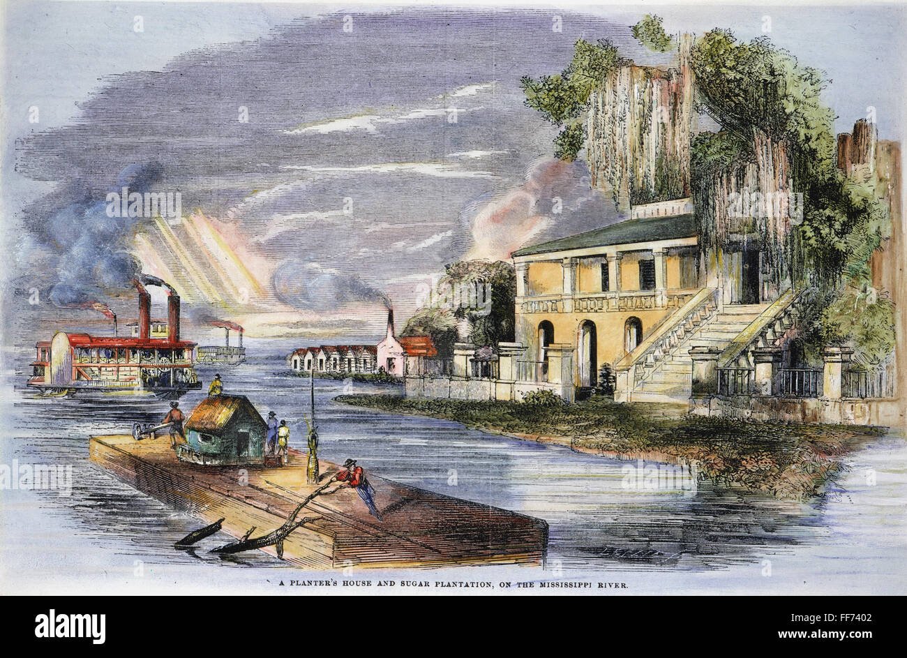 PLANTATION LIFE. /nA planter's house and sugar plantation with slave ...