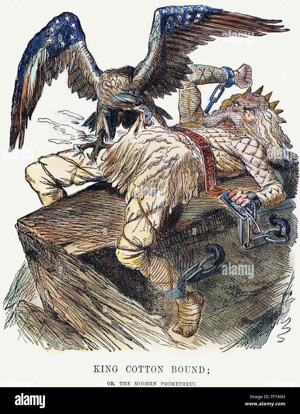 CARTOON: COTTON CRISIS 1861. /nKing Cotton Bound: an 1861 English ...