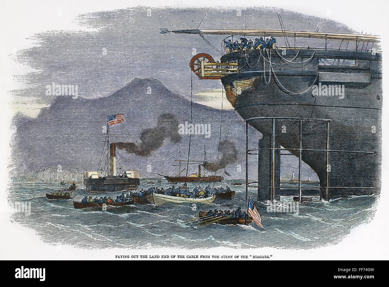 ATLANTIC CABLE. /nLaying the Atlantic Cable in 1857. Contemporary ...