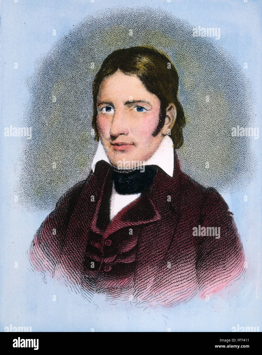 DAVY CROCKETT (1786-1836). /nAmerican soldier and frontiersman: colored ...